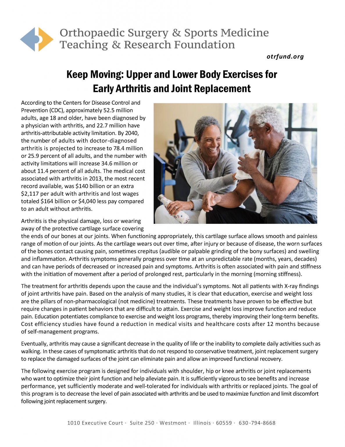 New OTRF exercise program helps decrease pain, maximize function for ...