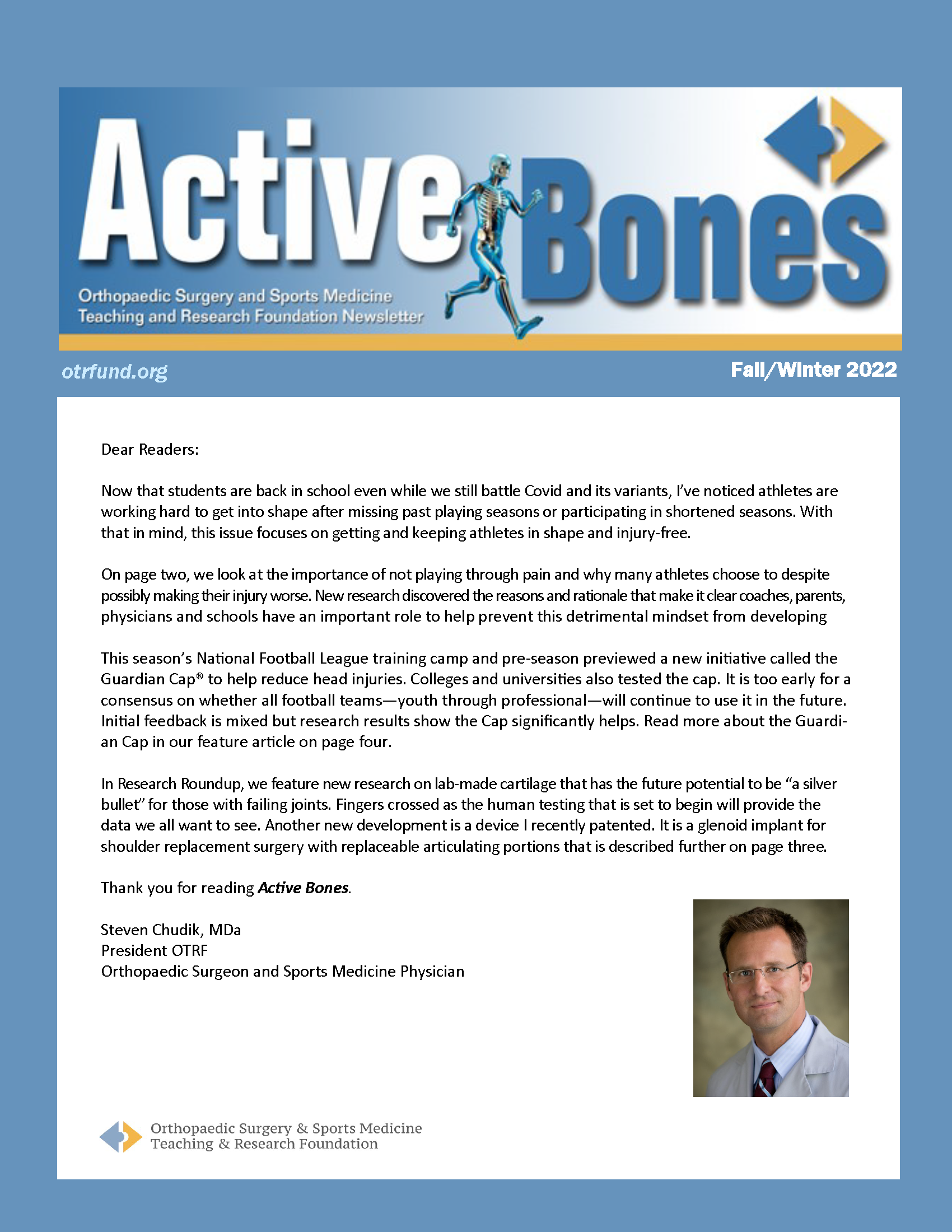 OTRF Fall-Winter newsletter covers the new Guardian Cap, why athletes ...