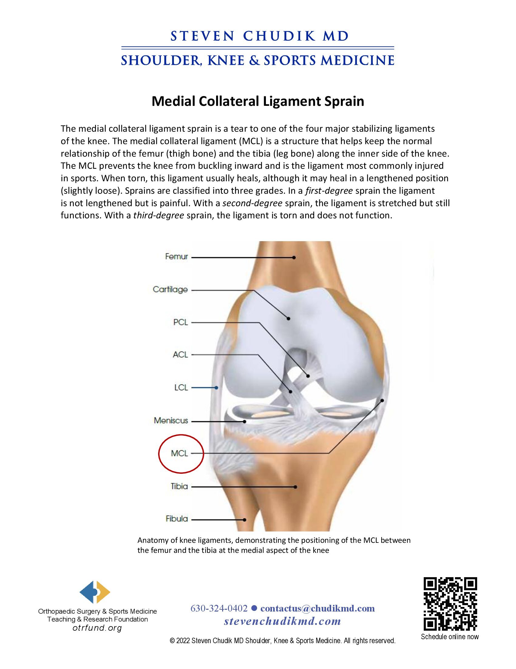 Medial Collateral Ligament (MCL) Sprain - Steven Chudik MD