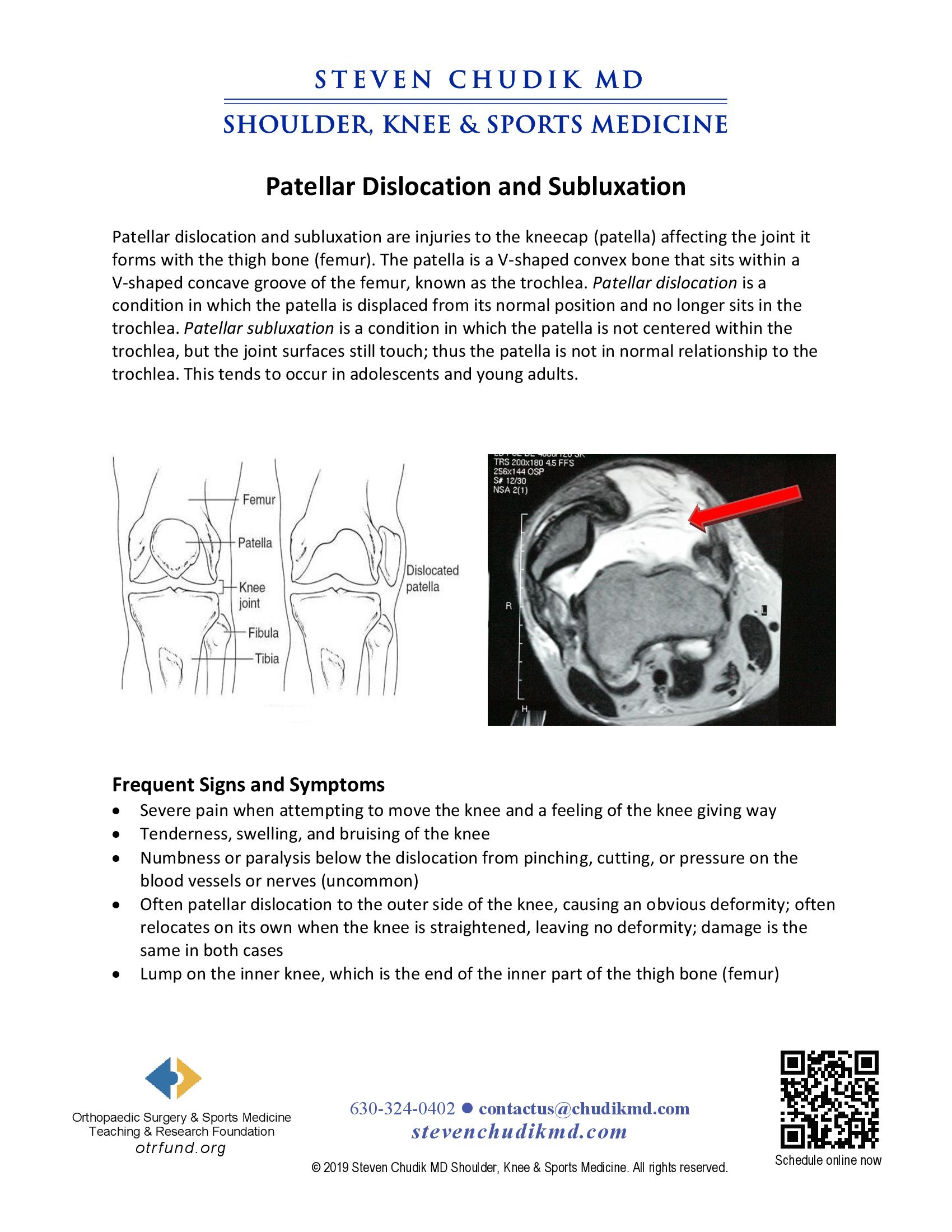 Patellar Dislocation and Subluxation - Steven Chudik MD