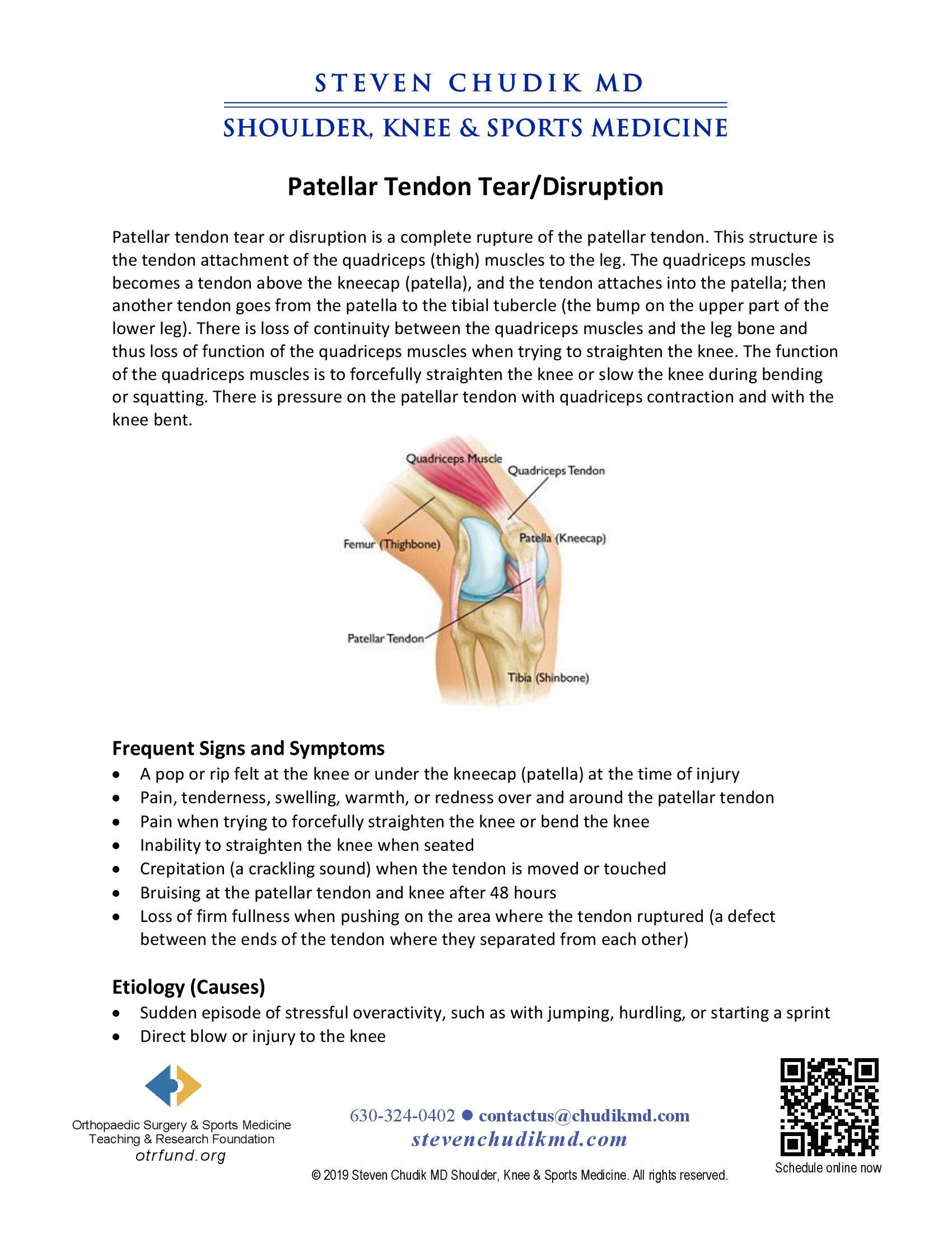Patellar Tendon Tear/Disruption - Steven Chudik MD